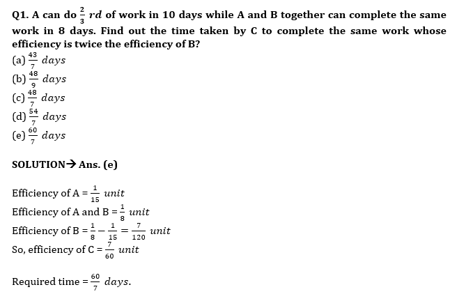 Time and Work Formulas- Concept and Questions with Example