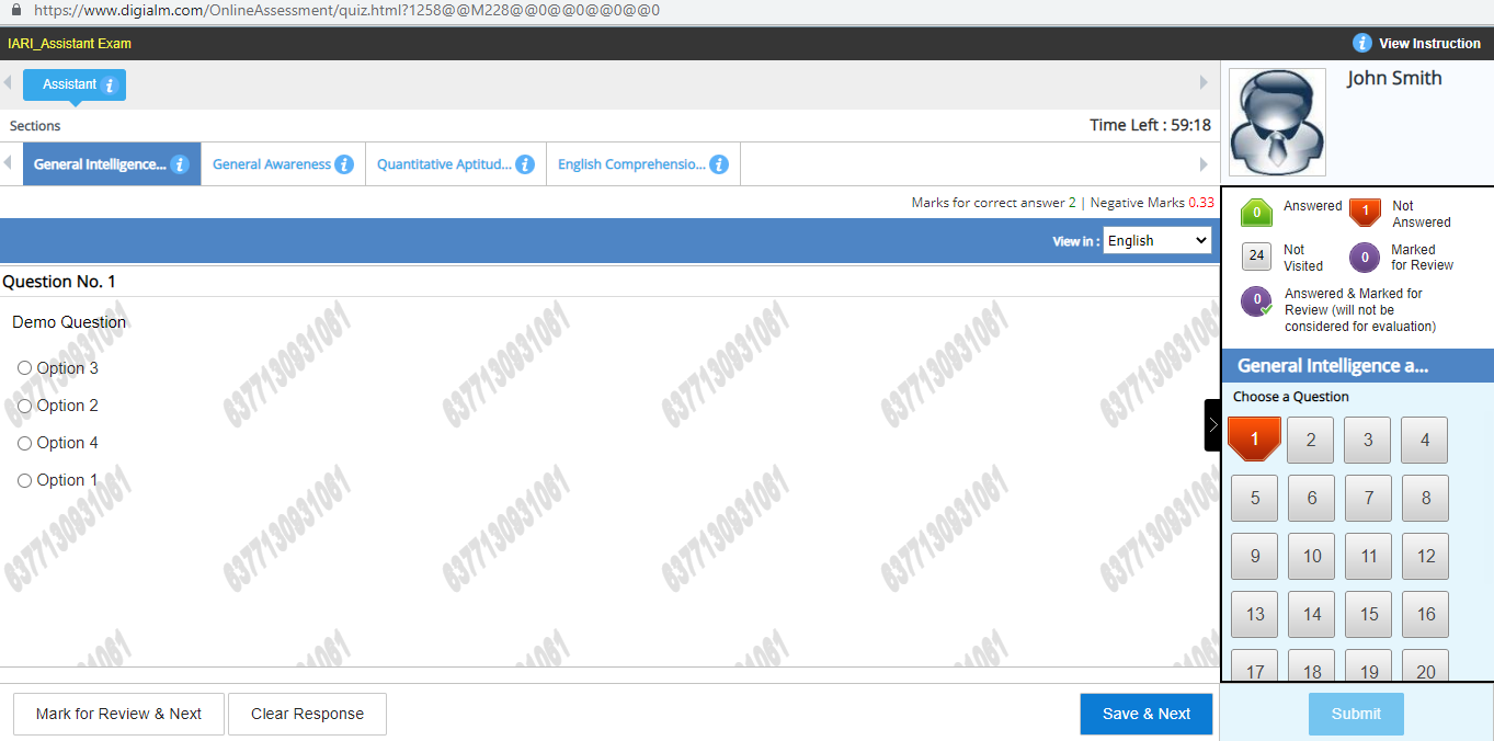 ICAR IARI Assistant Sample Mock Test 2022 For Prelims Exam