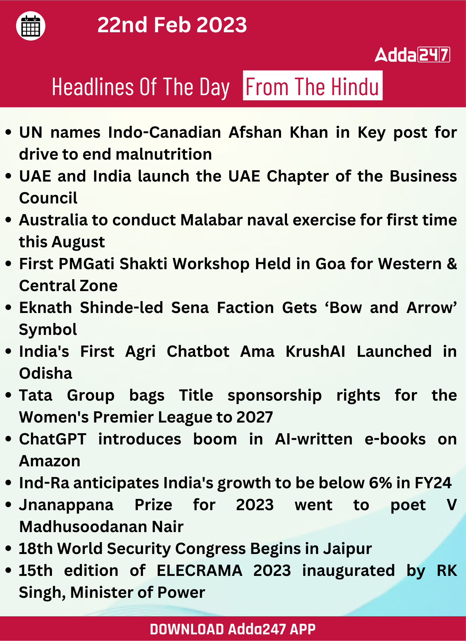 Daily Current Affairs 22nd February 2023