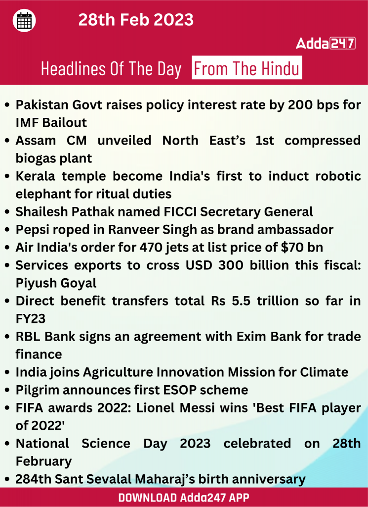 Daily Current Affairs 28th February 2023