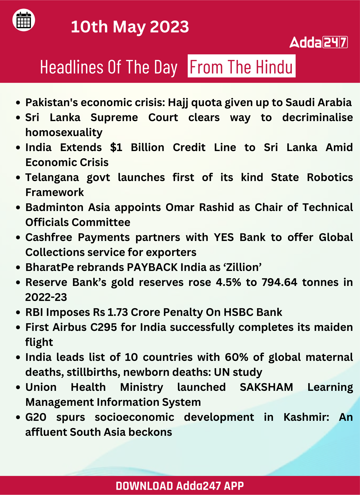 Daily Current Affairs 10th May 2023