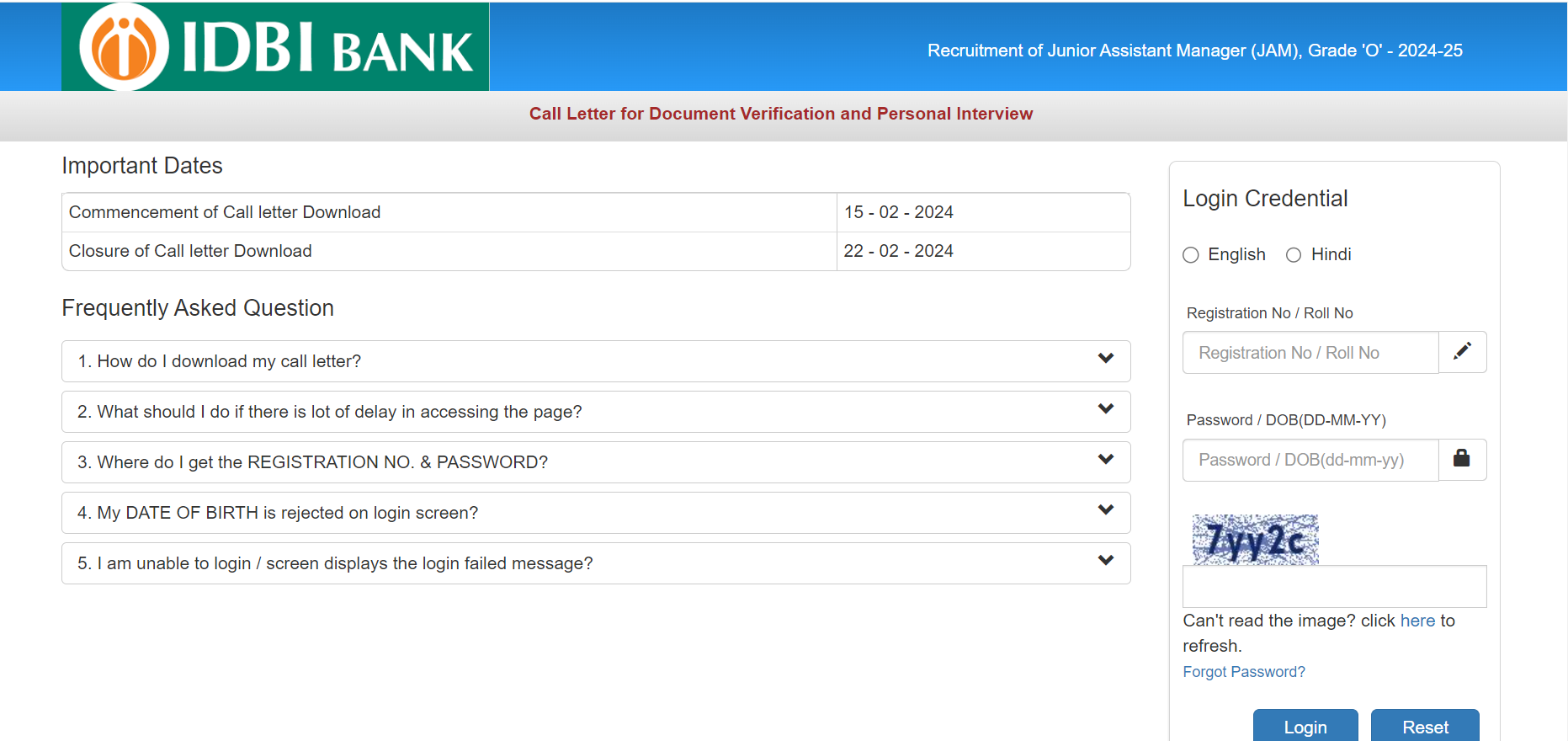 IDBI Junior Assistant Manager Interview Call Letter 2024 Out, Download Link