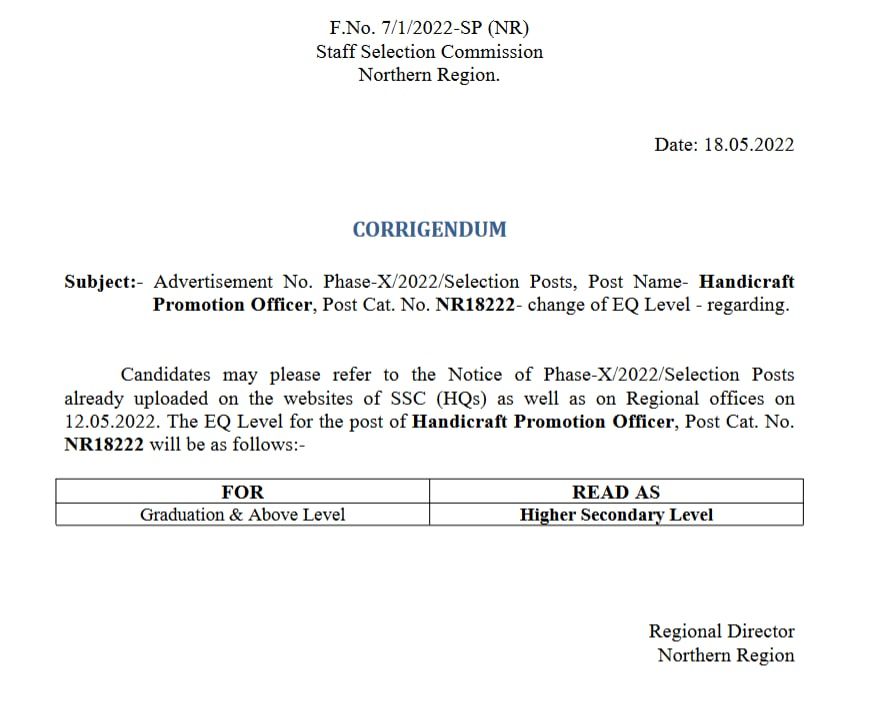 SSC Selection Post Phase 10 Notification 2022 and Exam Date