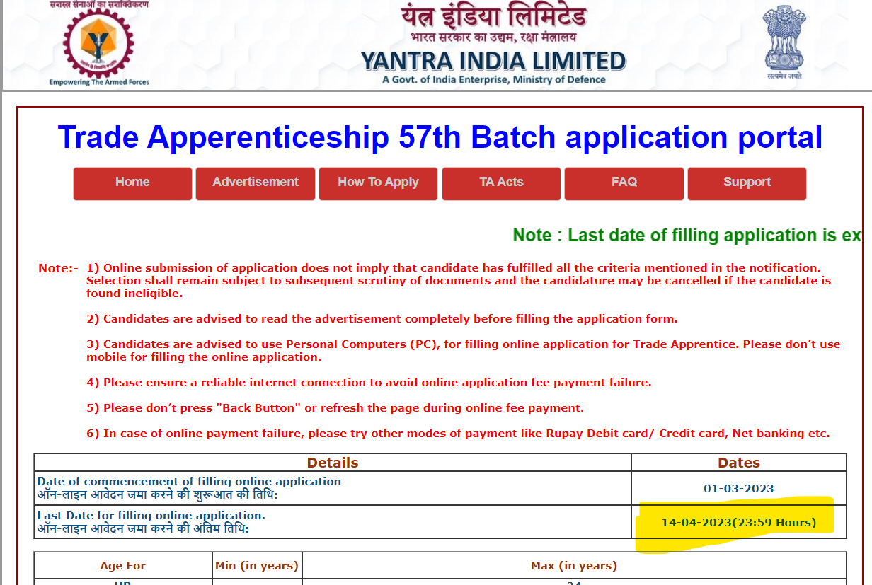 Yantra India limited Recruitment 2023 Last Date