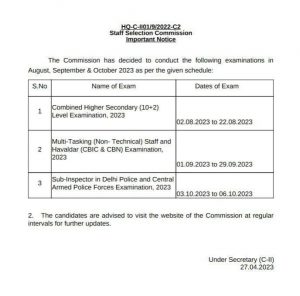 SSC CPO 2023 Notification, Exam Date Out, Complete Details