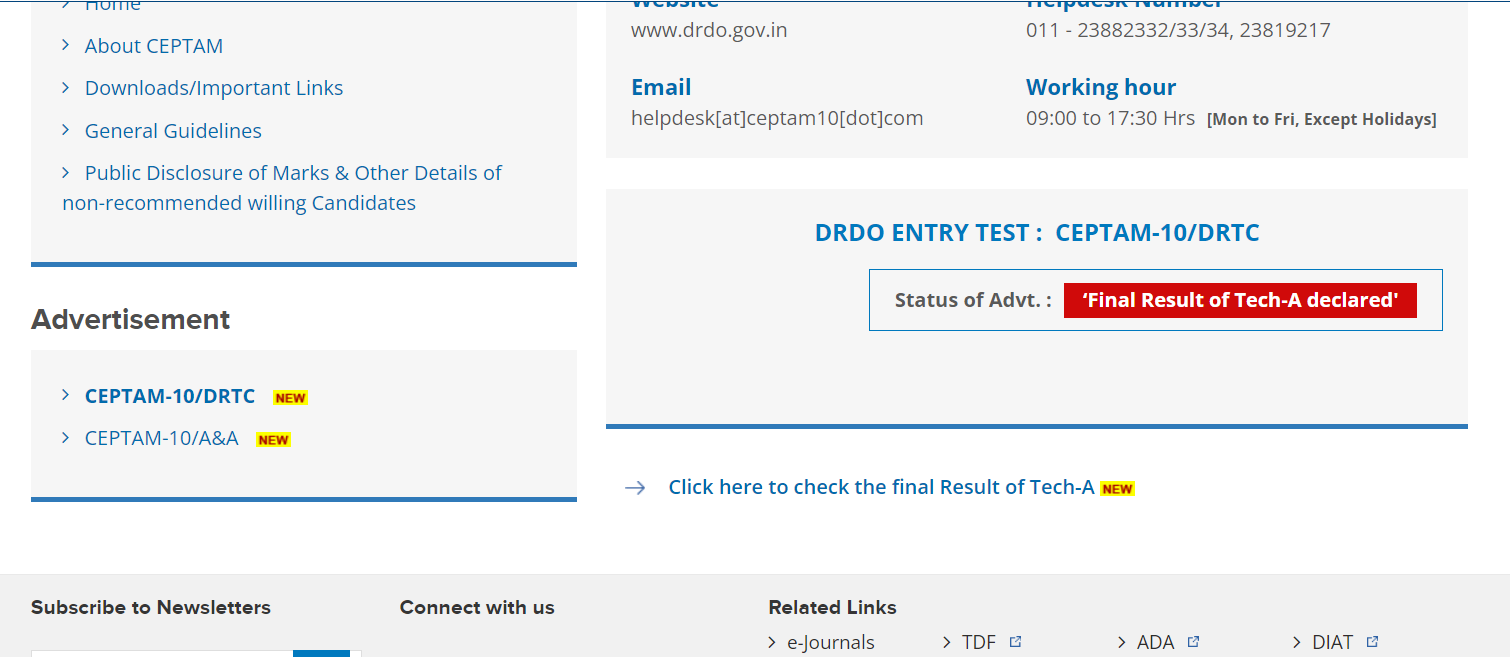 DRDO CEPTAM 10 Result 2023 Out, Check Direct Link