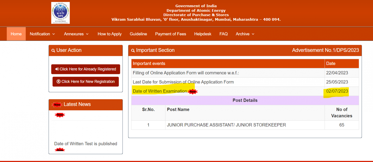 DPS DAE Recruitment 2023 Notification, Exam Date Out