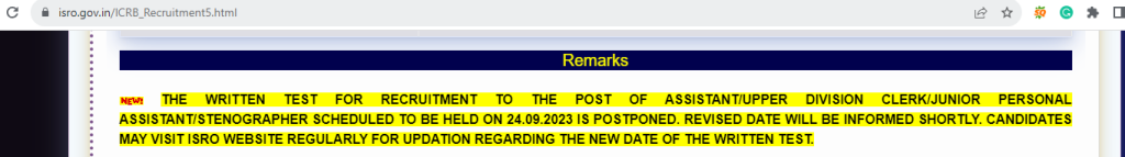 ISRO Admit Card 2023, ISRO Exam Postponed