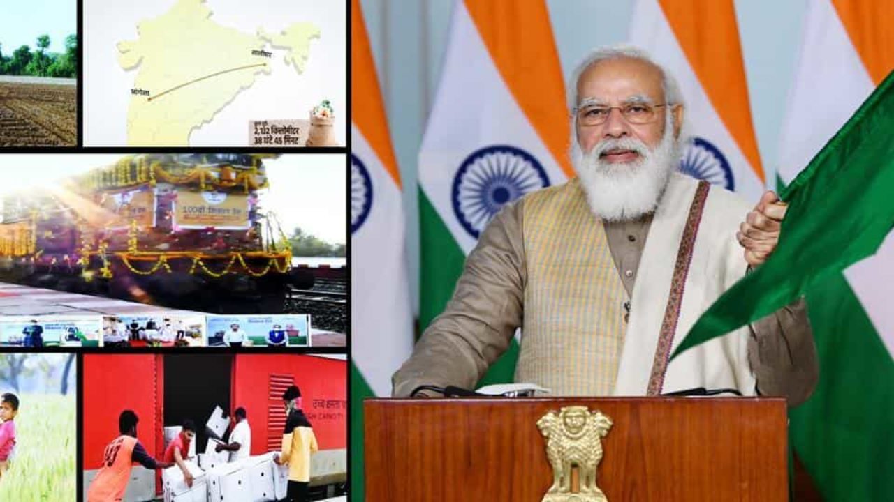 Prime Minister Narendra Modi flags off 100th 'Kisan Rail' Prime Minister Narendra Modi flags off 100th 'Kisan Rail'